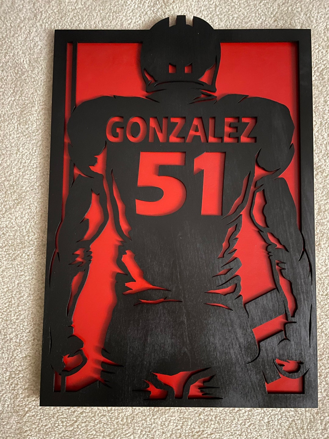 Personalized Football Sign, Custom Wood Football Wall Hanging, Sports ...