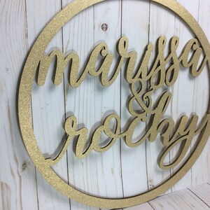 Circle Name Sign / Wedding Sign / Couple Sign / Wood Bride and Groom ...