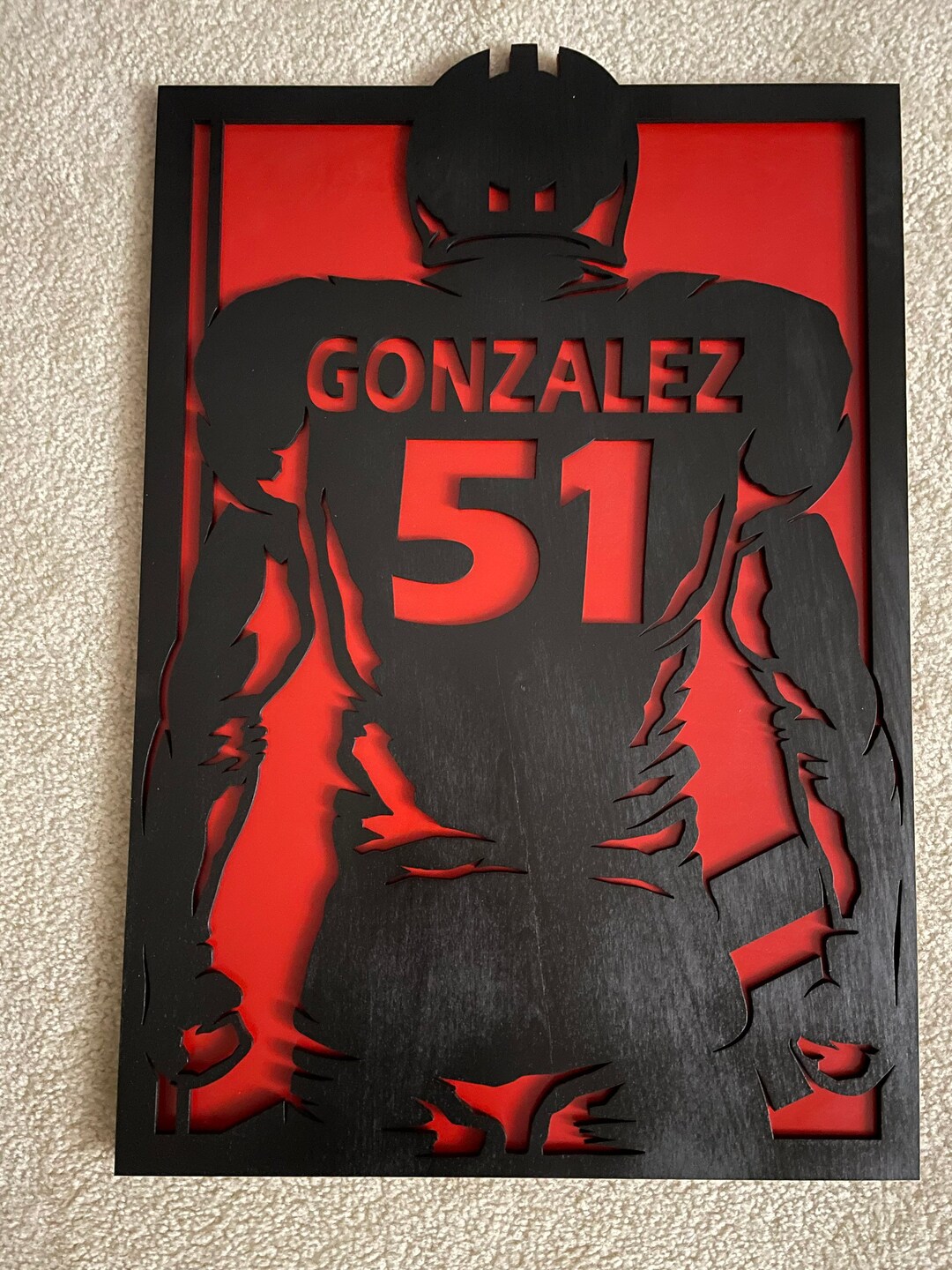 Large Personalized Football Sign, Custom Wood Football Wall Hanging ...