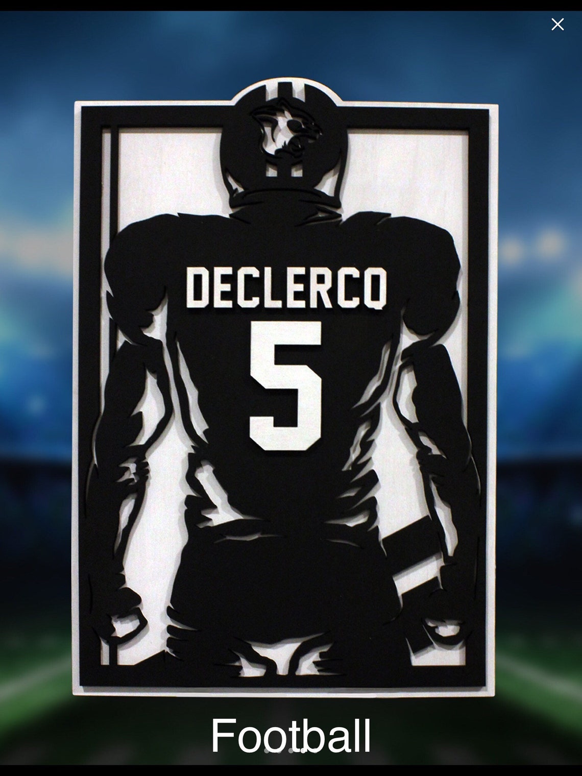 Large Personalized Football Sign, Custom Wood Football Wall Hanging ...