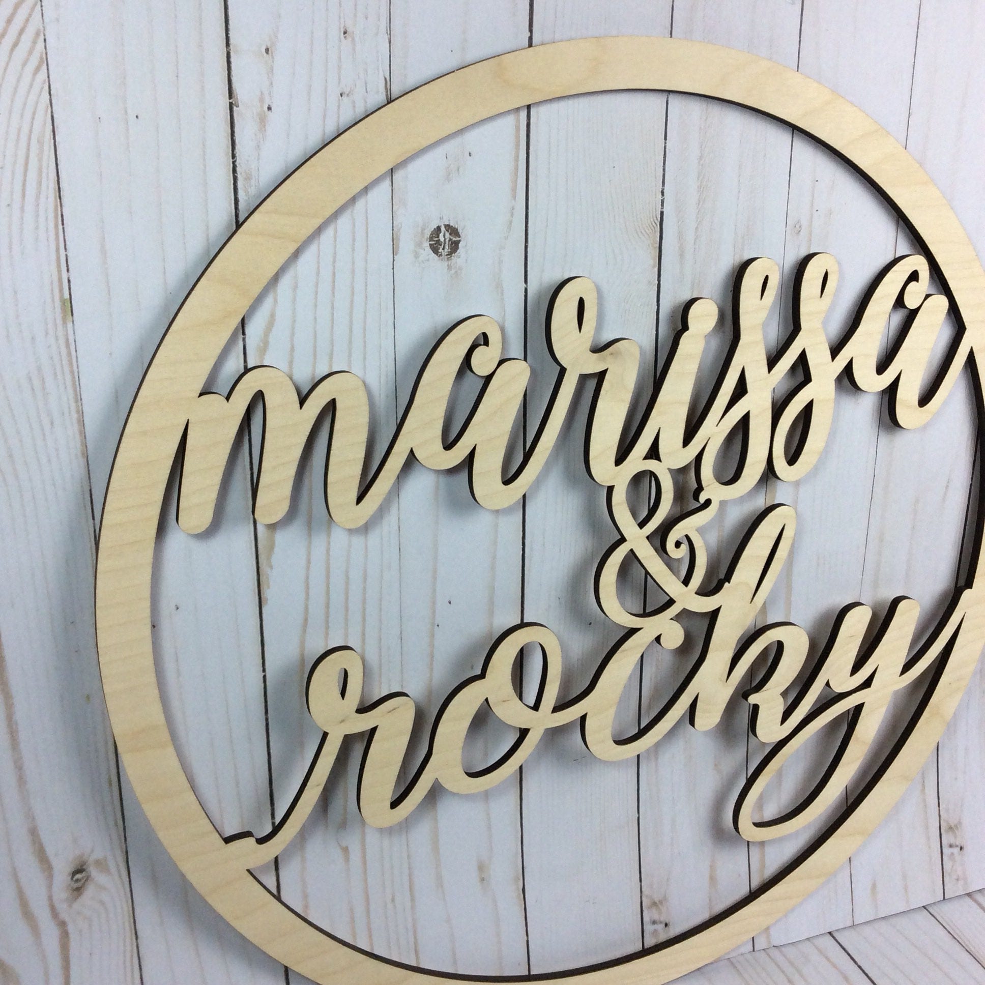 Circle Name Sign / Wedding Sign / Couple Sign / Wood Bride and Groom ...