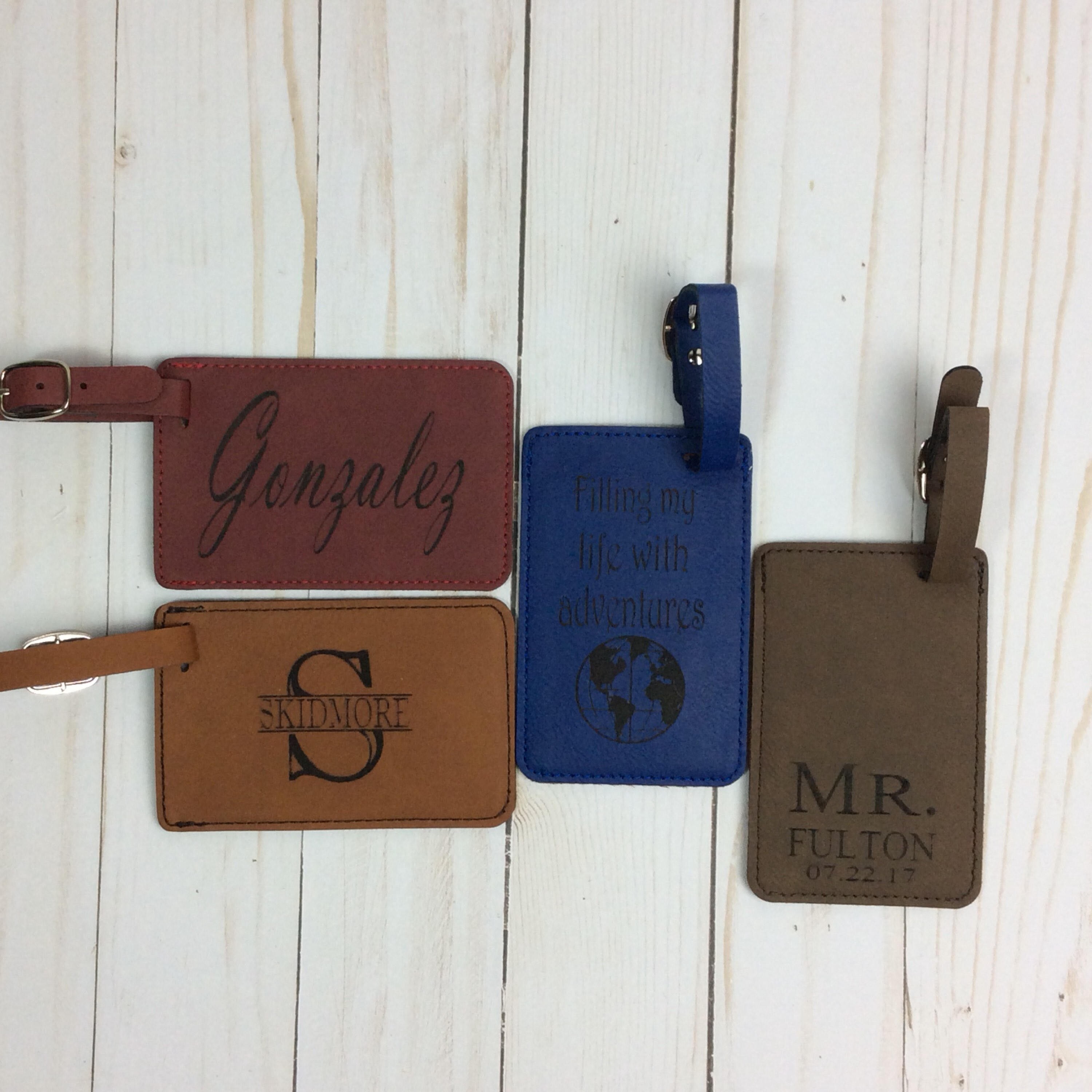 Personalized Luggage Tag Bag Tag, Laser Engraved Leatherette Luggage ...