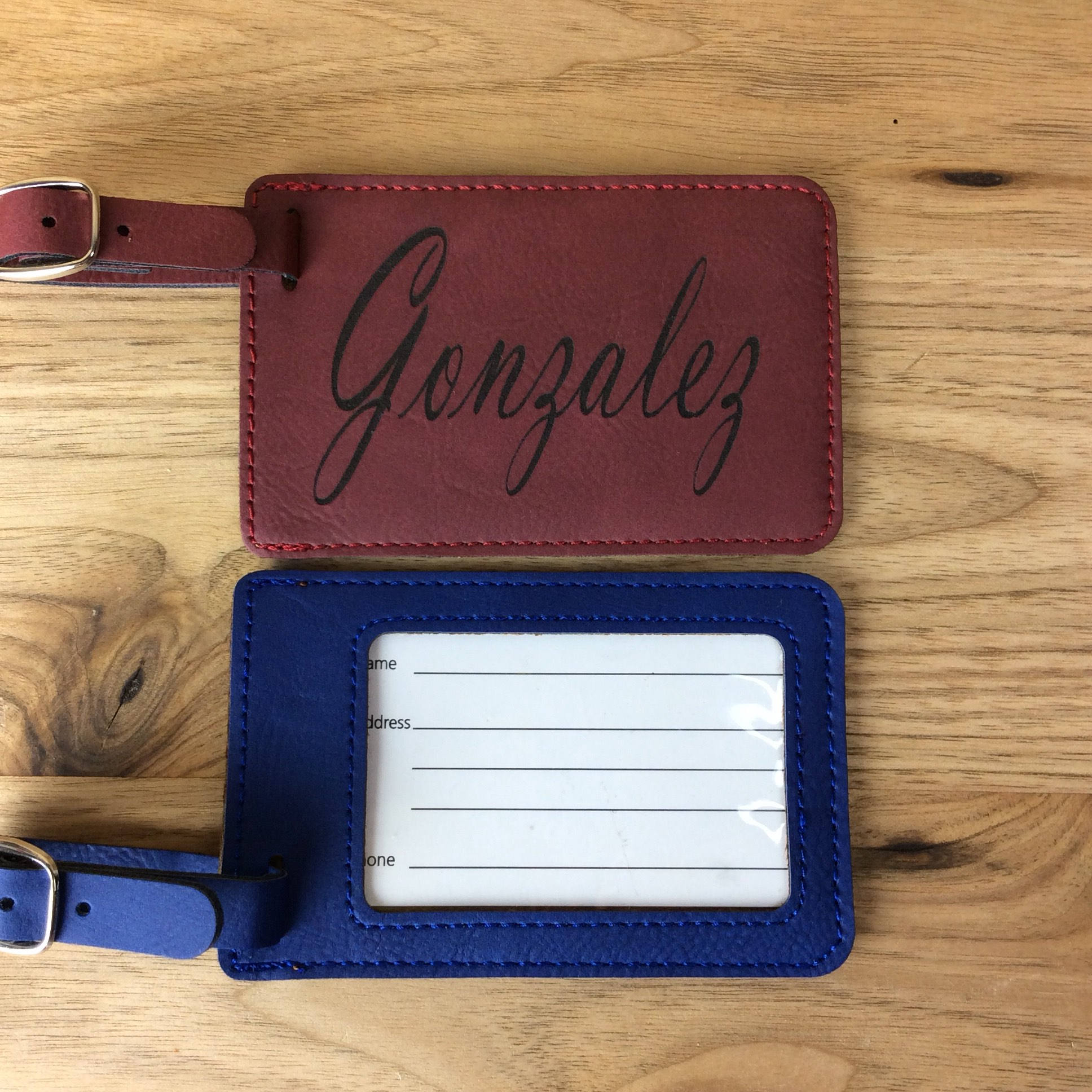 Personalized Luggage Tag Bag Tag, Laser Engraved Leatherette Luggage ...