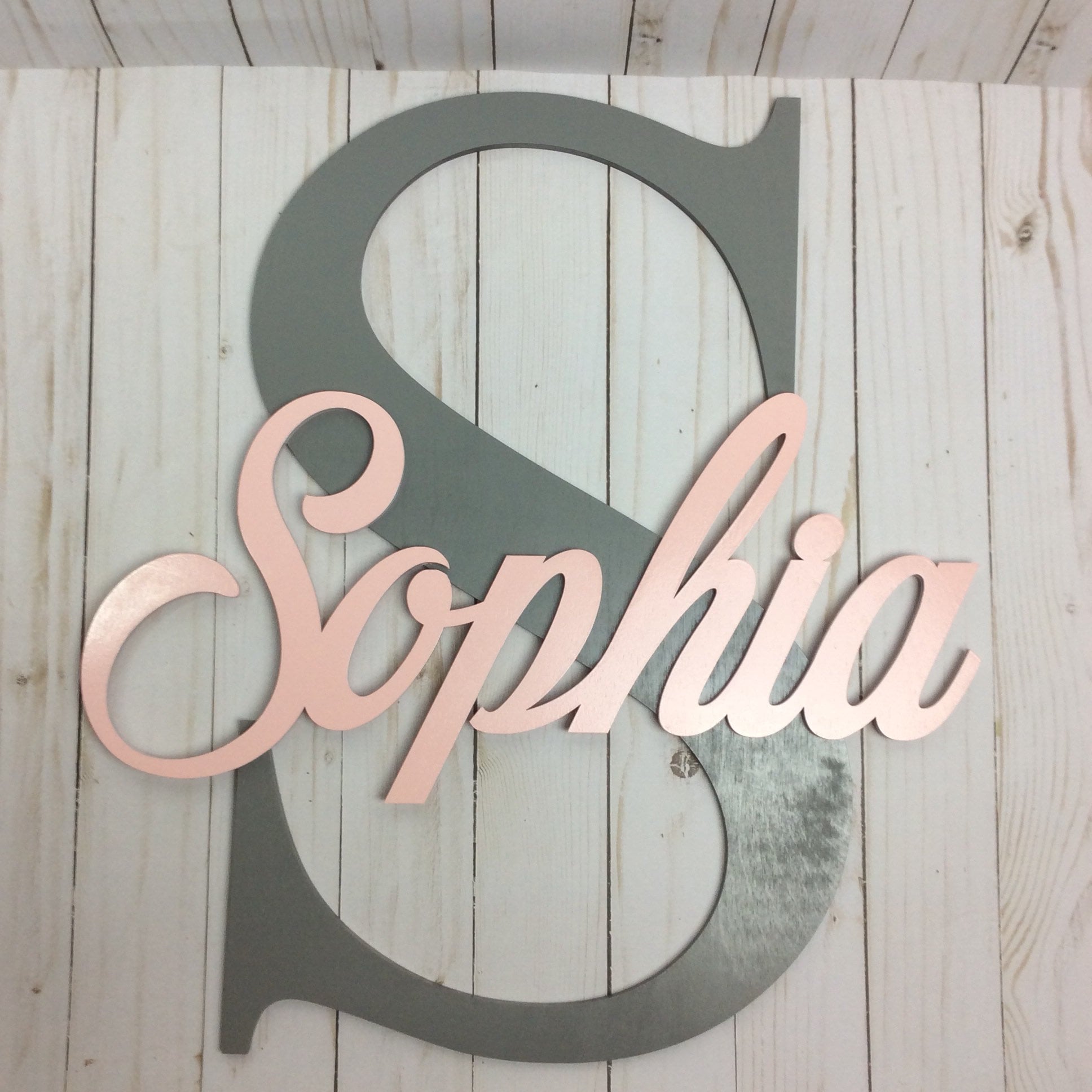 Large initial with name sign wood name sign nursery name | Etsy
