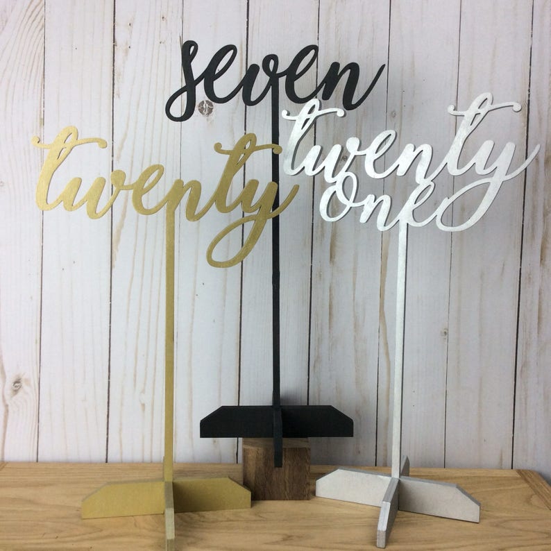 Wooden wedding table numbers /wooden script table numbers / | Etsy