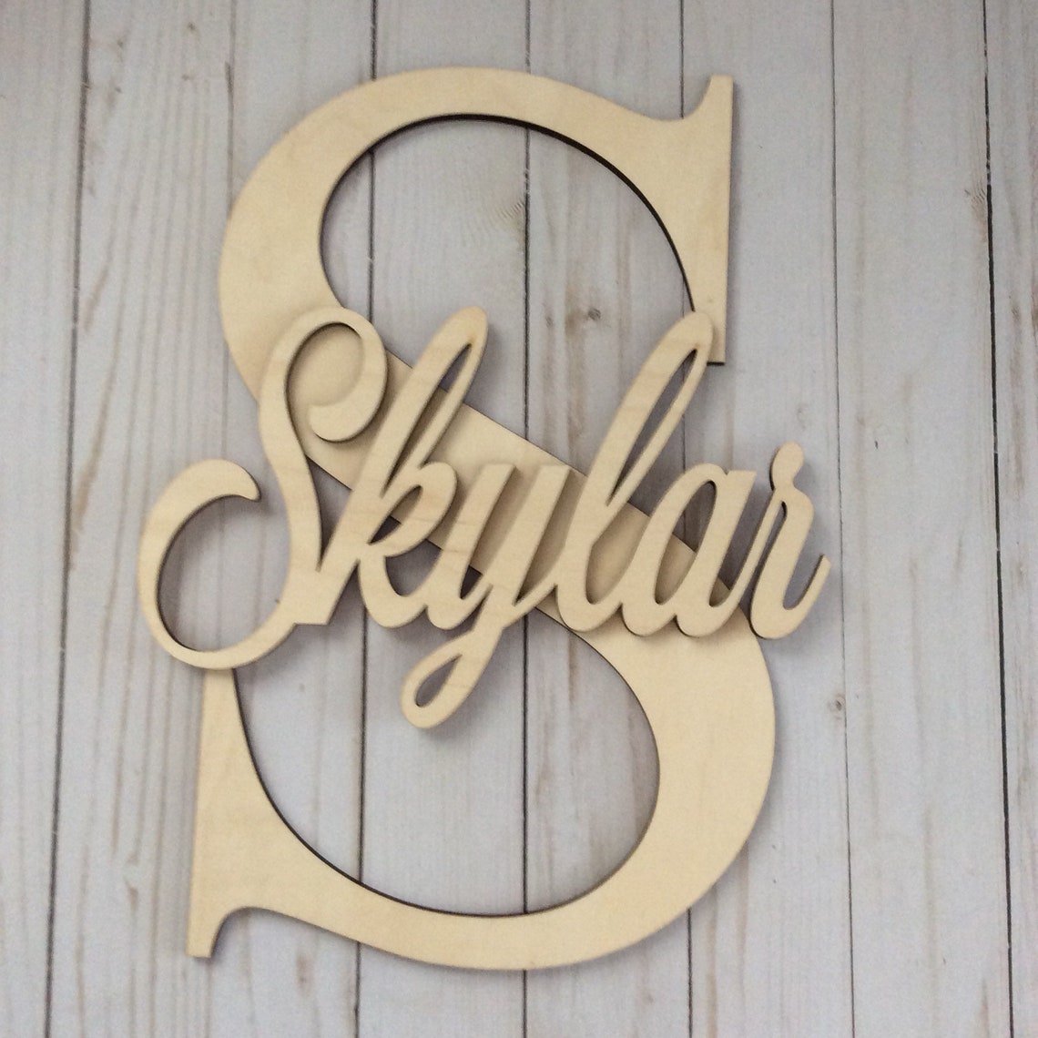 DIY Large Initial With Name Sign, Unpainted Wood Name Sign, Nursery ...