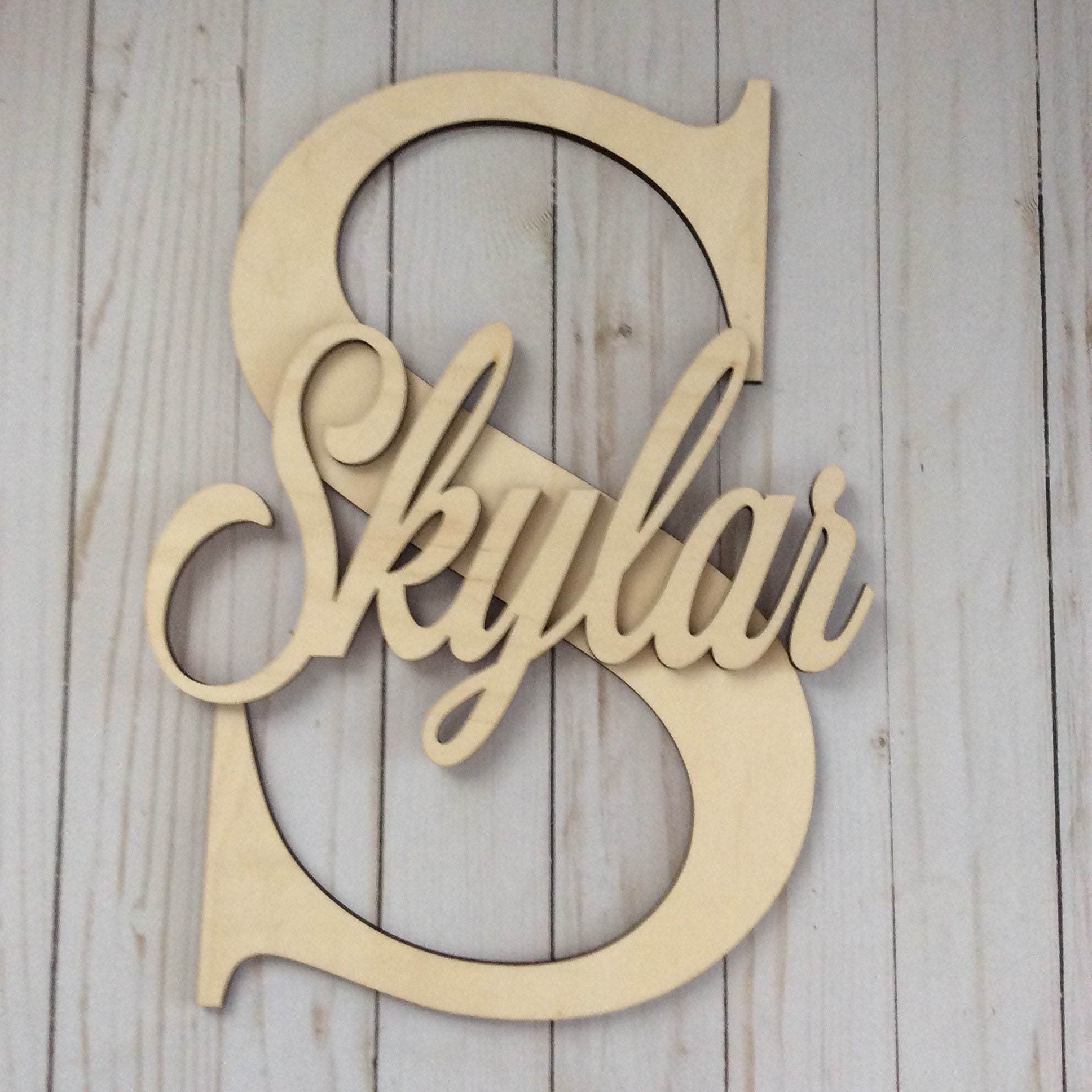 DIY Large Initial With Name Sign, Unpainted Wood Name Sign, Nursery ...