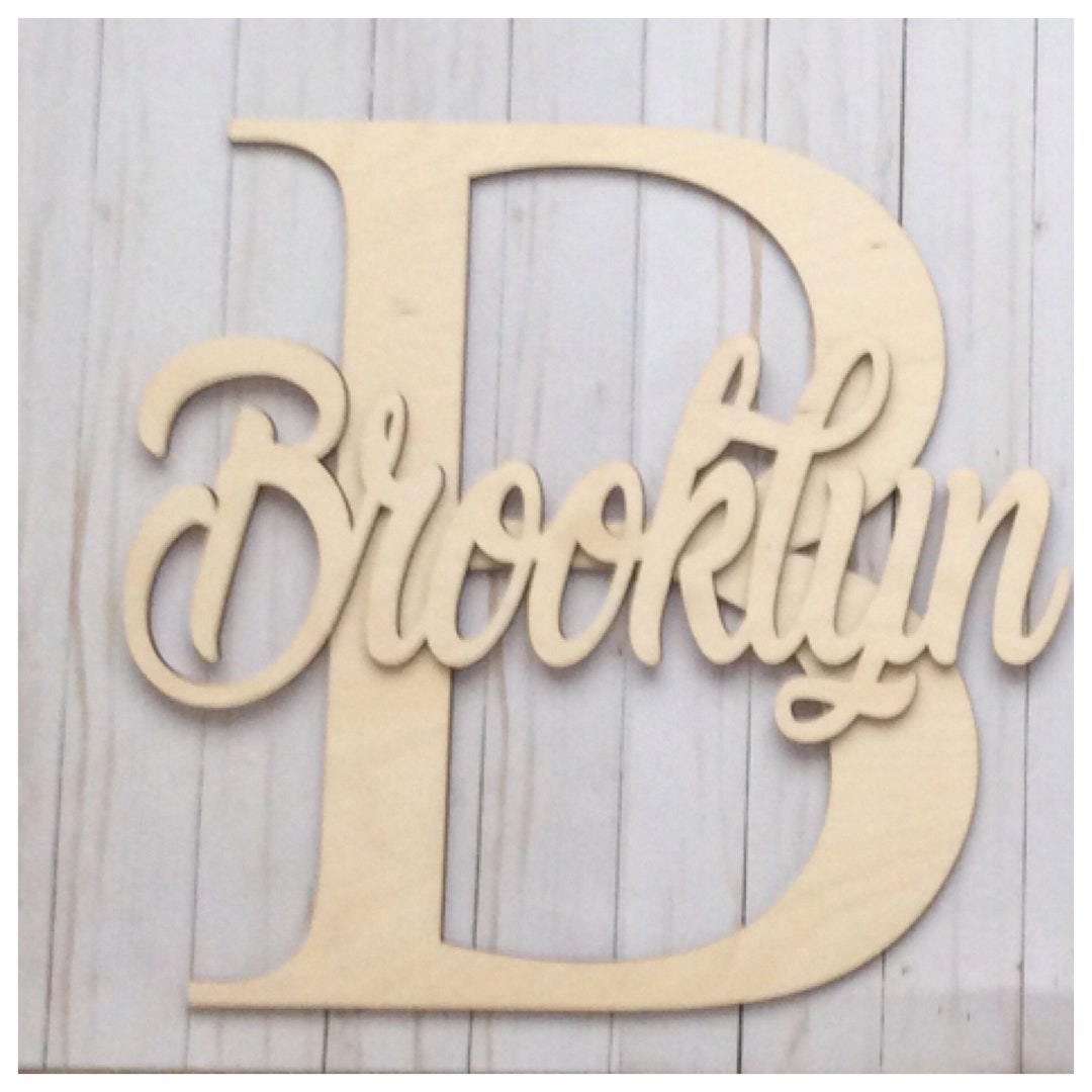 DIY Large Initial With Name Sign, Unpainted Wood Name Sign, Nursery ...