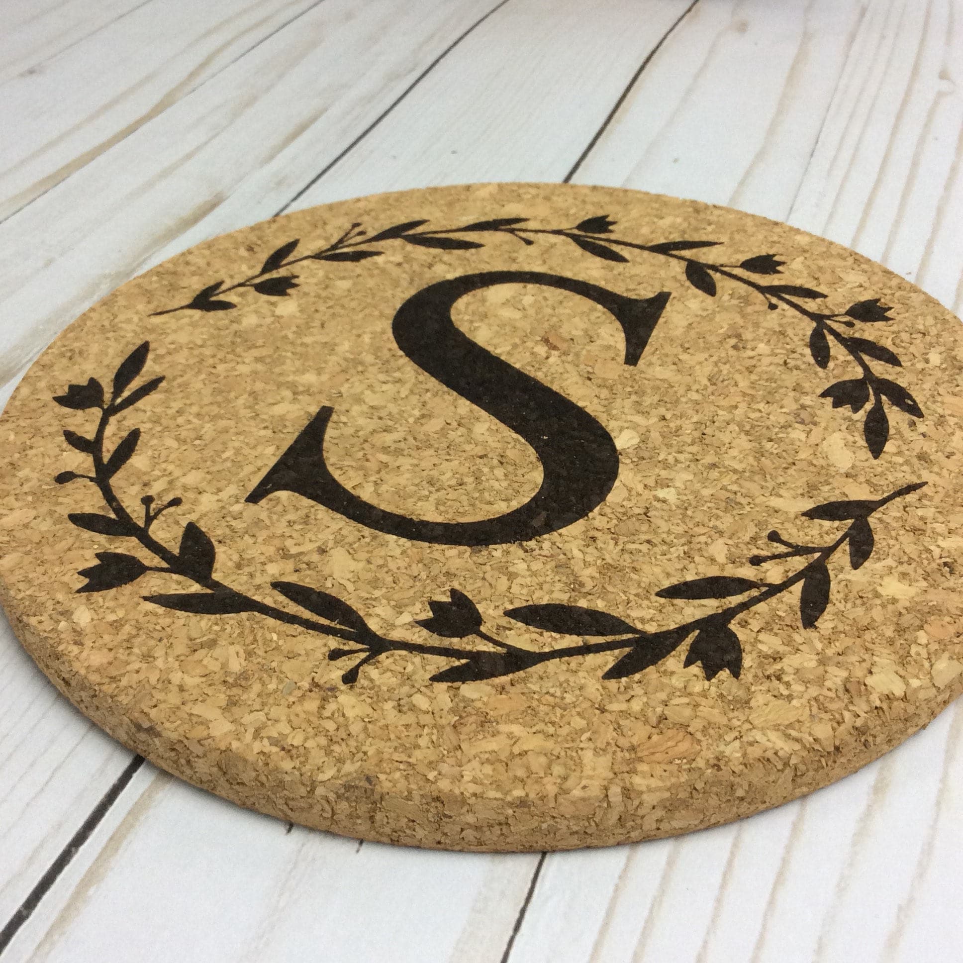 2 Monogrammed Cork Trivets Laser Engraved Trivet - Etsy