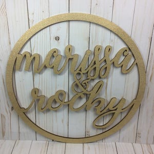 Circle Name Sign / Wedding Sign / Couple Sign / Wood Bride and Groom ...