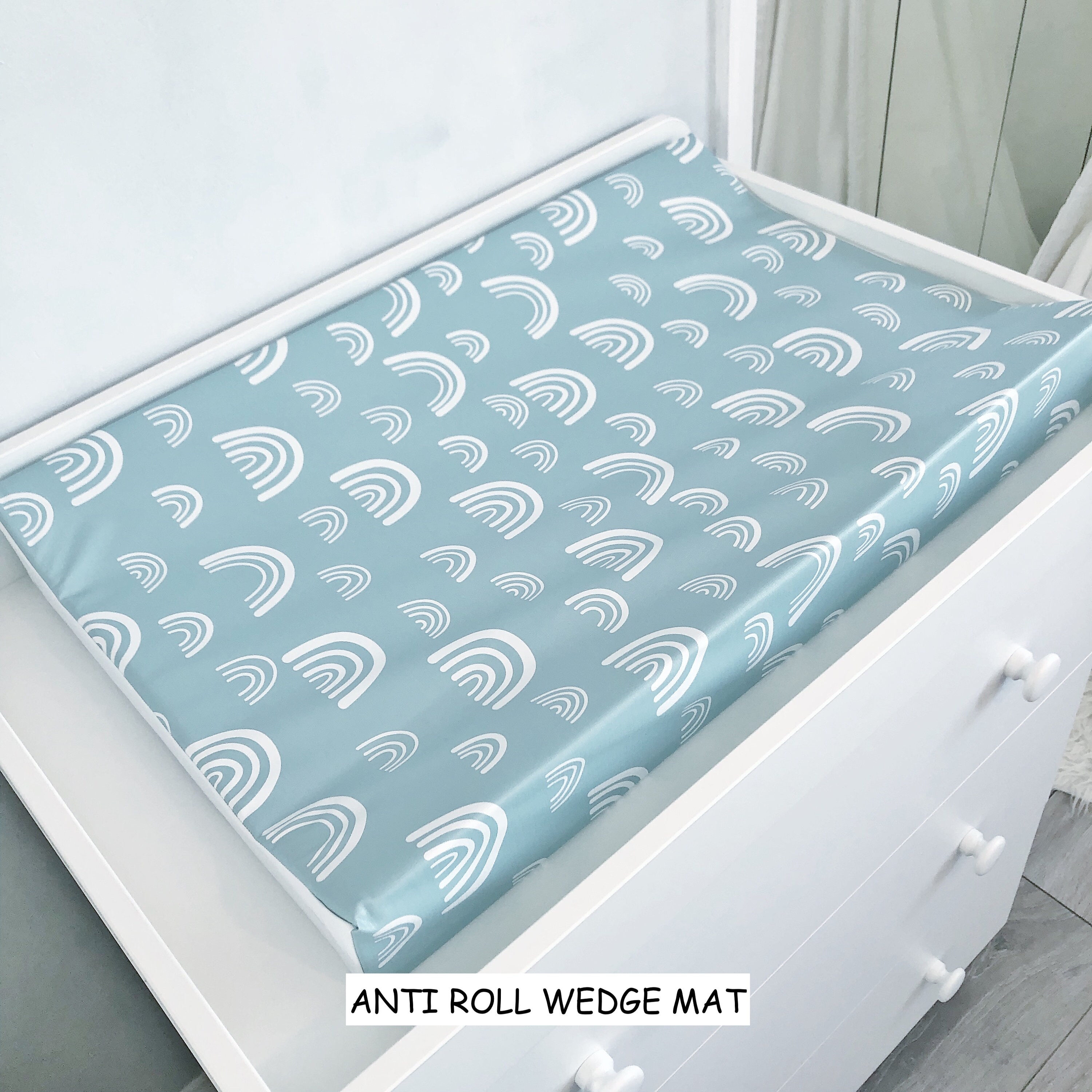 Baby Changing Mat - Blue Rainbows, Nappy Changing Mat, Waterproof Mat ...