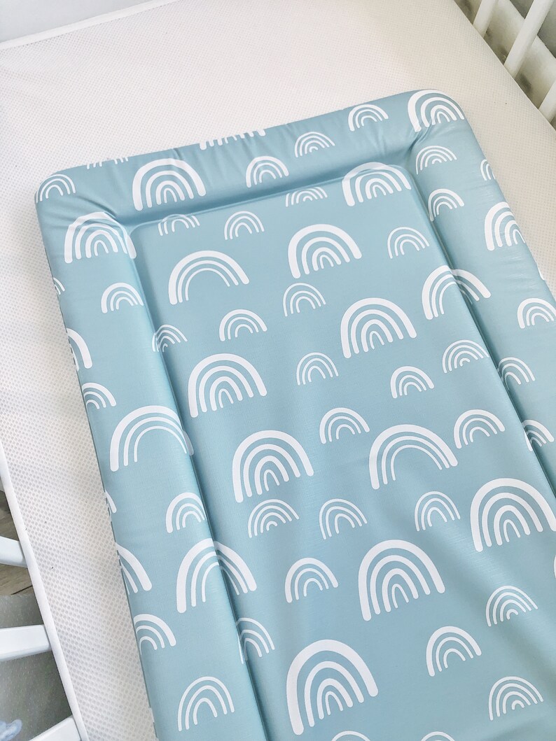 Baby Changing Mat - Blue Rainbows, Nappy Changing Mat, Waterproof Mat ...