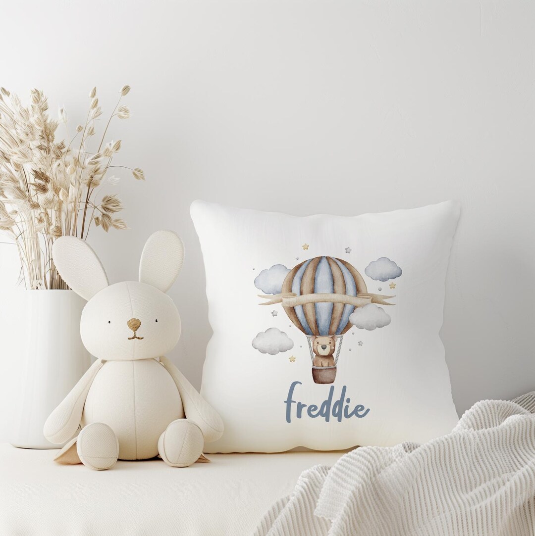 Hot Air Balloon Pillow With Personalisation, Kids Square Throw Pillow ...