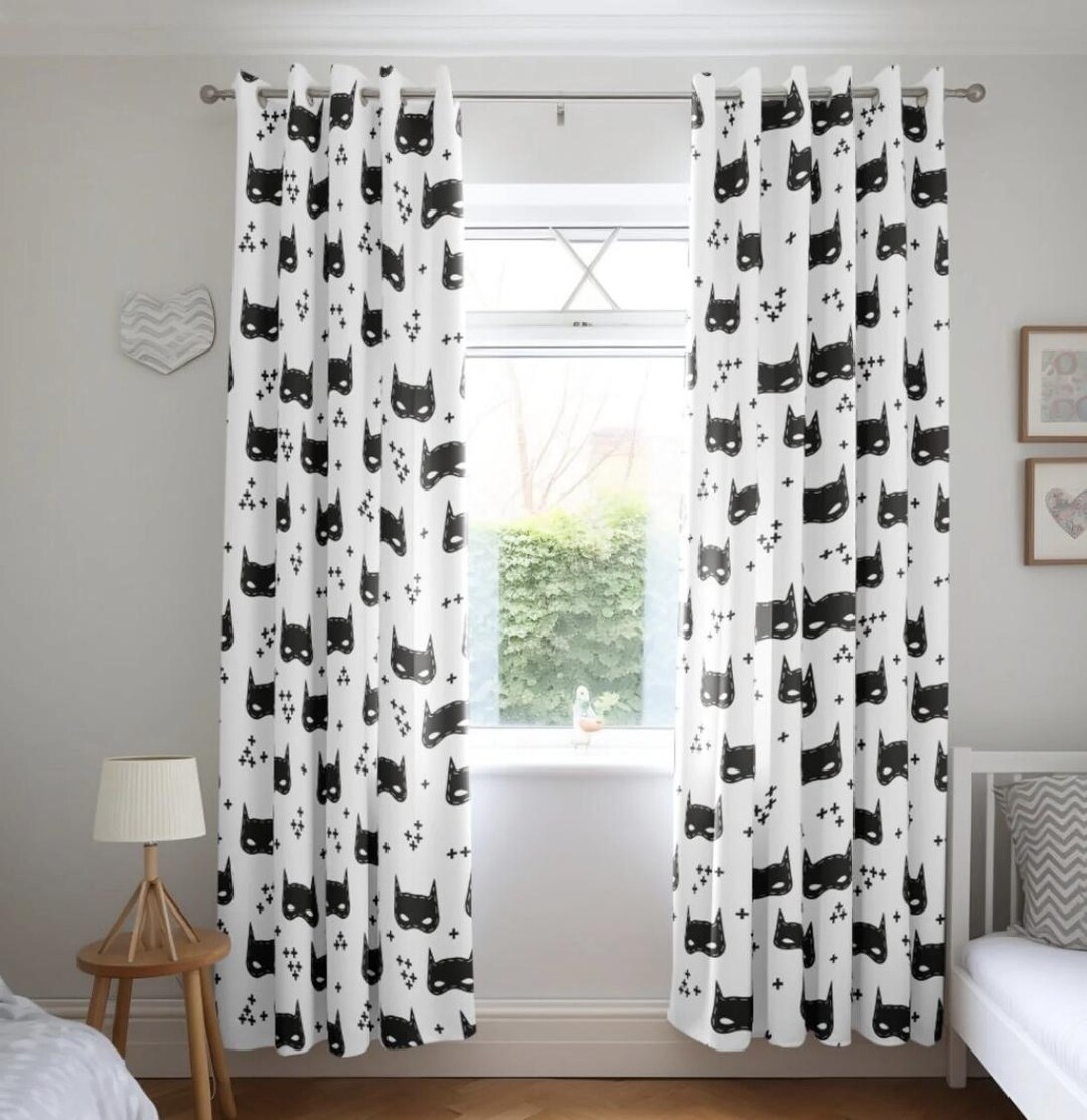 Batmask Curtains, Bat Nursery Curtains Curtains With Eyelets, Curtains ...