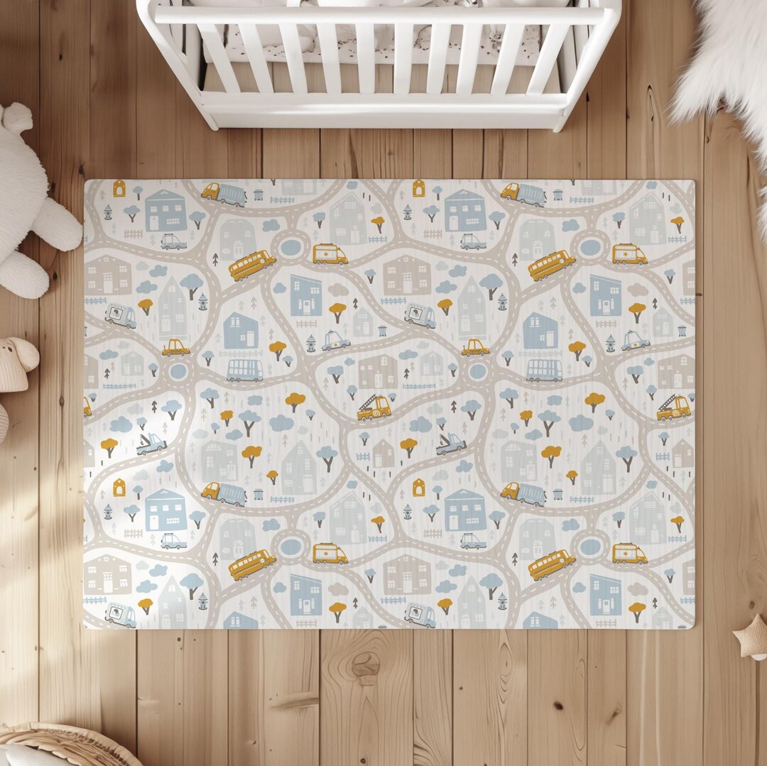 Kids Car Road Map Rug, Carpet, Kids Decor, Children's Room Decor, Kids ...