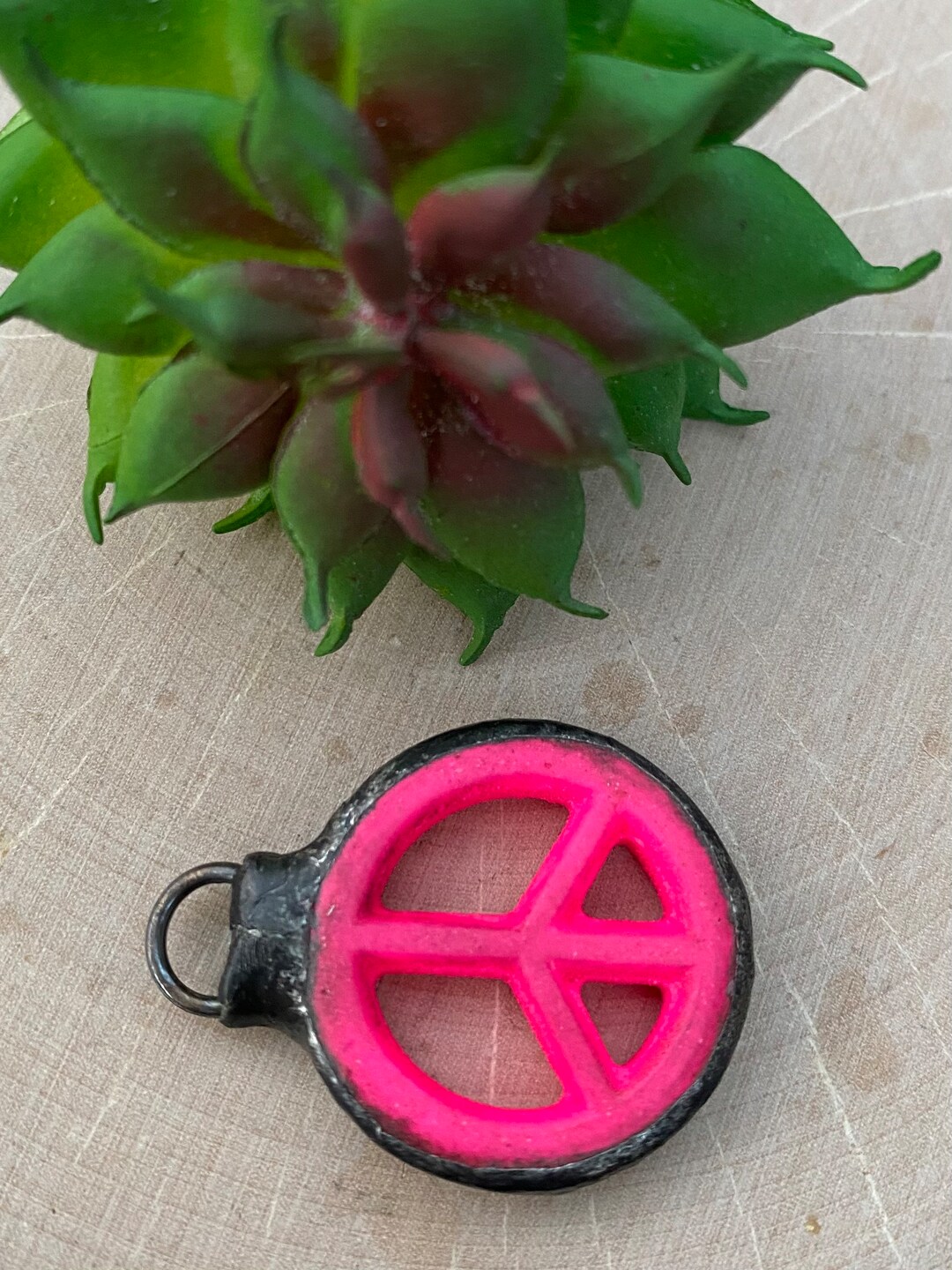 Soldered Peace Symbol | Neon Pink - Etsy