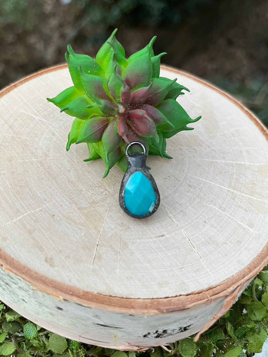 Hand Soldered Aqua Teardrop - Etsy