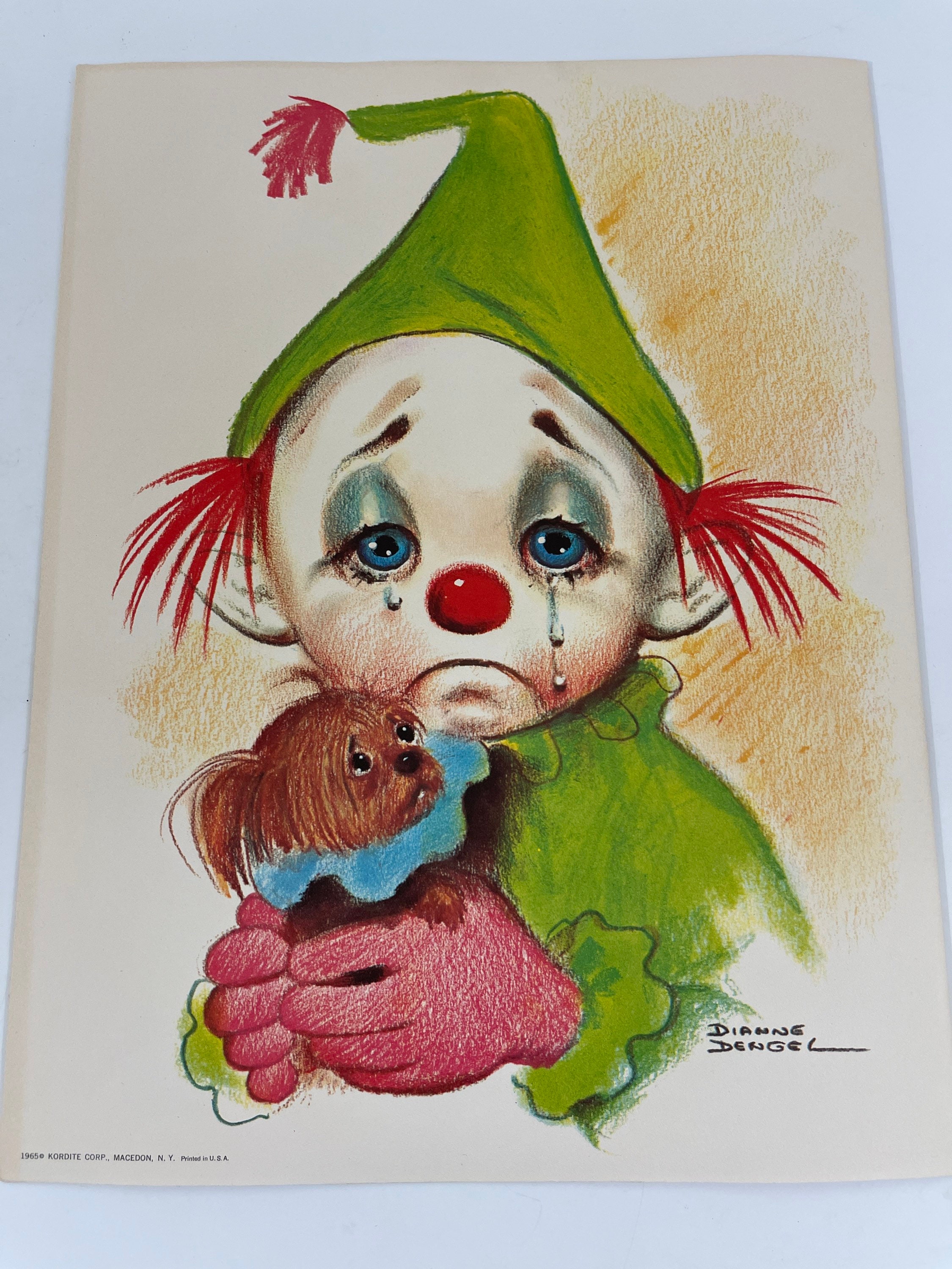 Diane Dengel Clown Prints 1965 Kordite Corp. Uncut Sheet. - Etsy