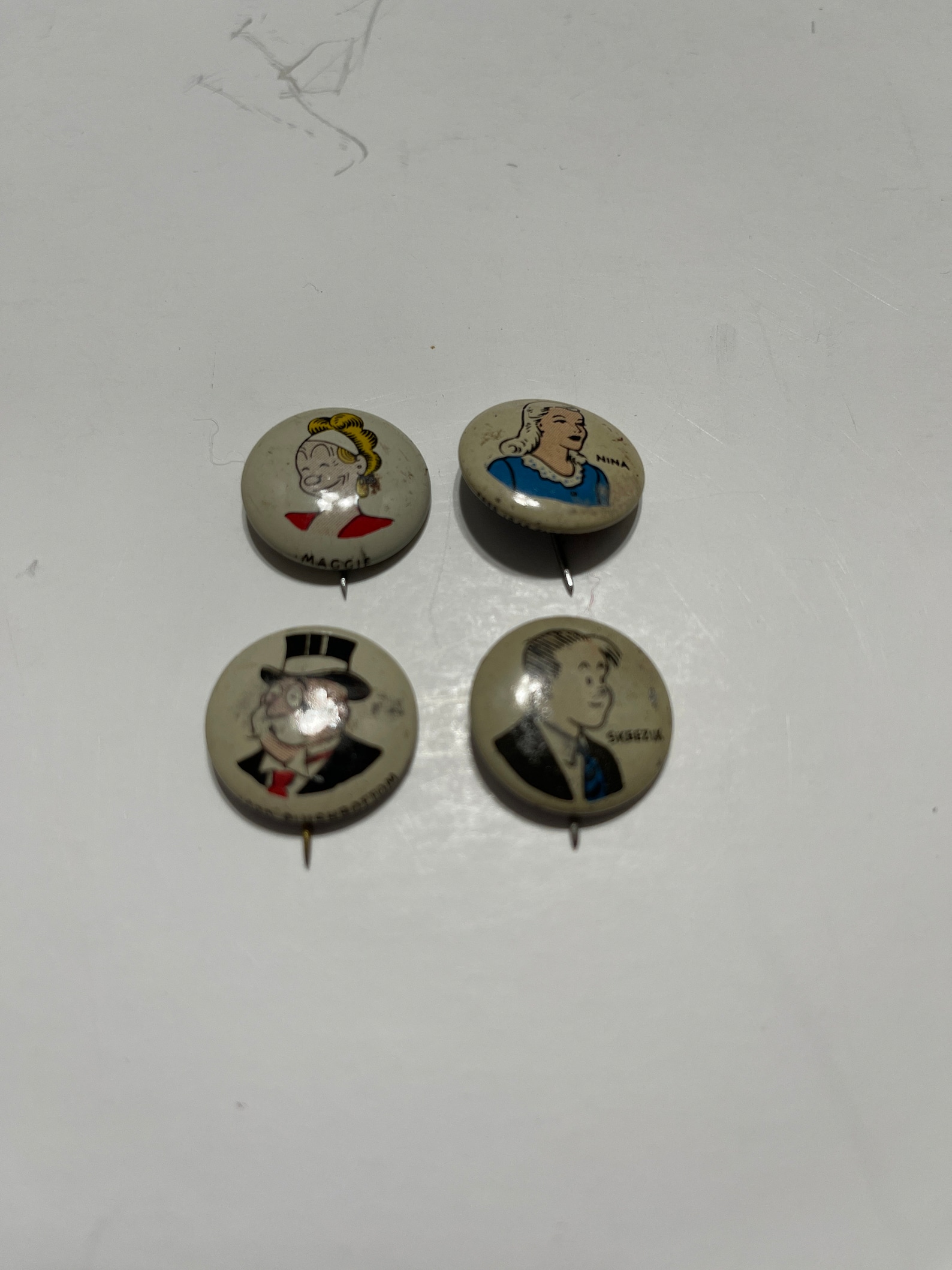 Vintage Kellogg’s Pep Pins Set of 4, 1945. Maggie, Nina, Skeezix and ...