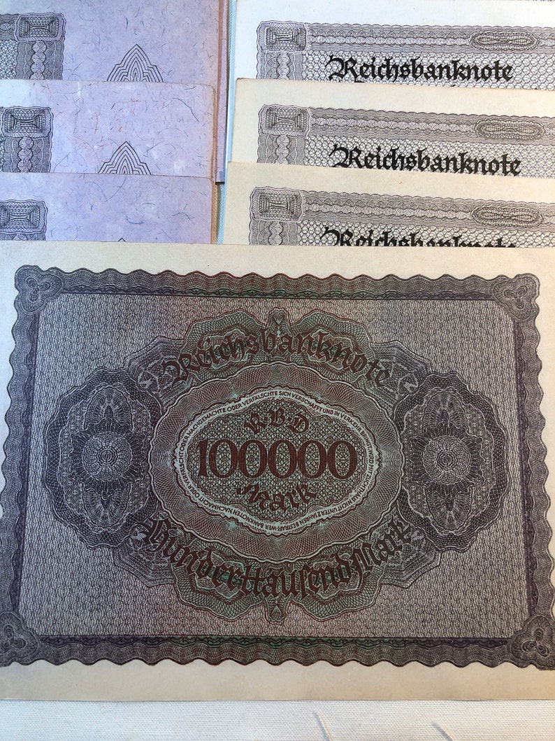 Vintage 1923 German 100000 Inflation Mark Bills. Lot of 19 - Etsy