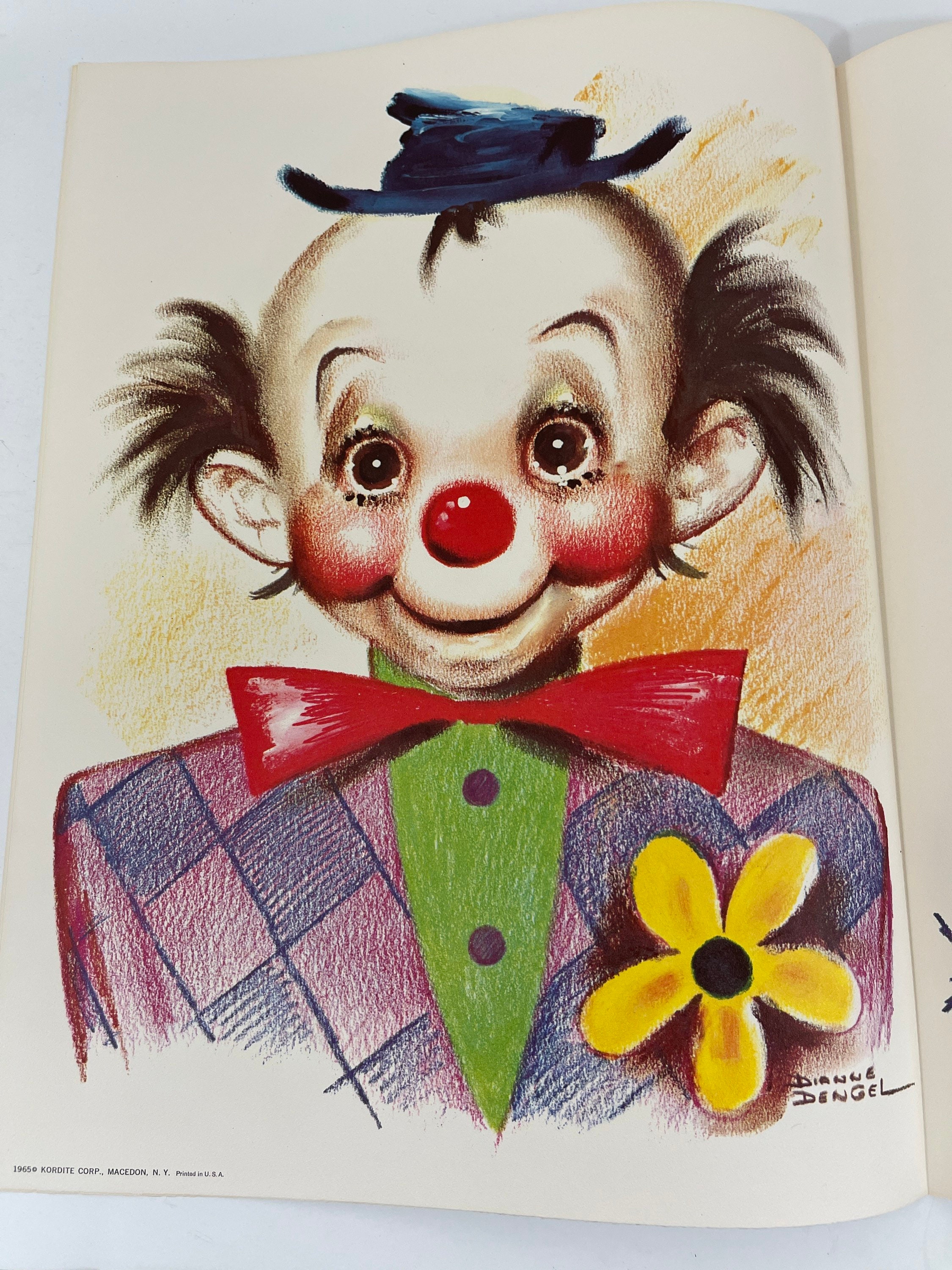 Diane Dengel Clown Prints 1965 Kordite Corp. Uncut Sheet. - Etsy