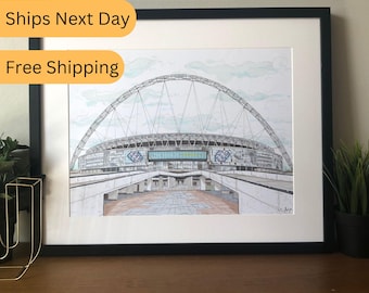 Wembley Stadium, Wembley, England, Stadium, Travel Poster, Art Print ...