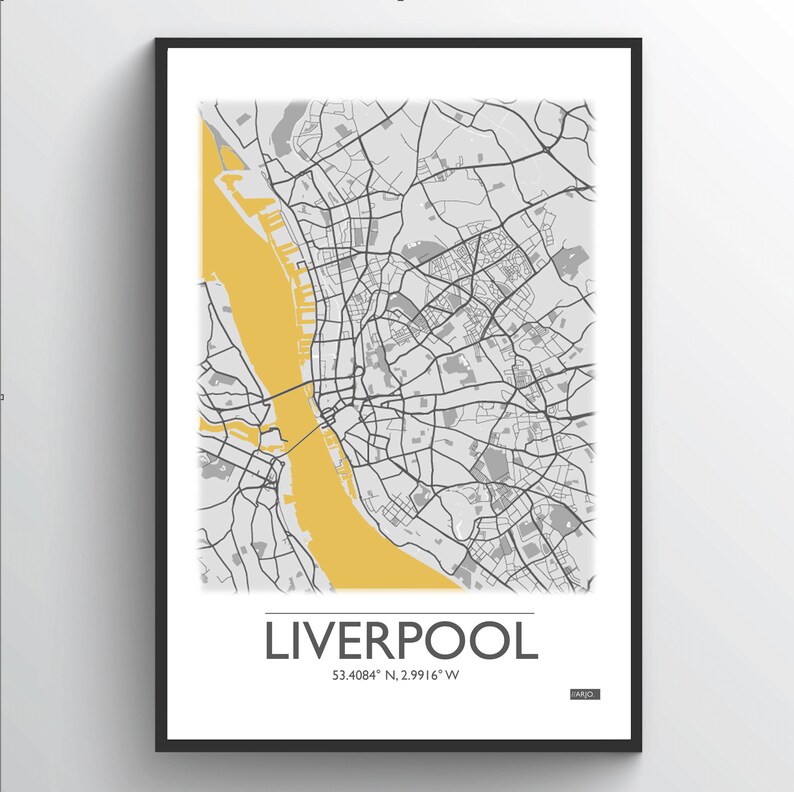Liverpool Print Wirral City Map Wall Art Travel Art - Etsy UK