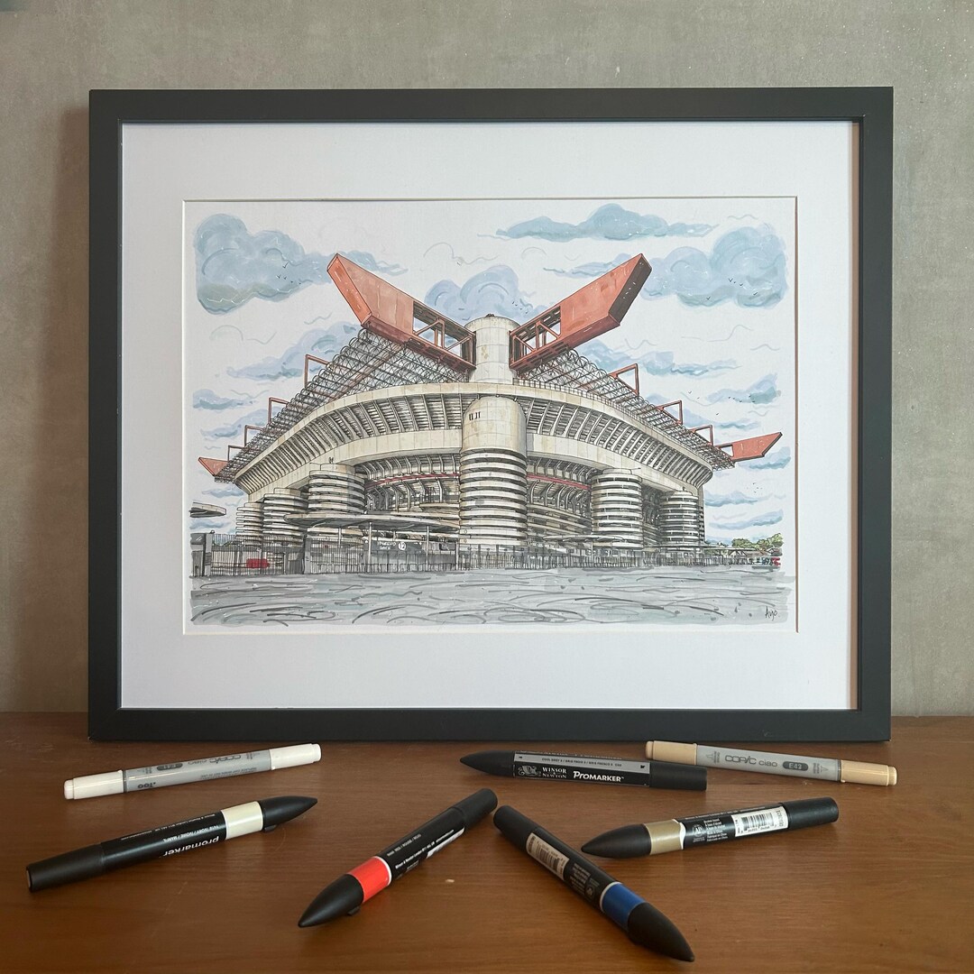 San Siro Stadium Print, AC Milan & Inter Milan Wall Art, Football ...