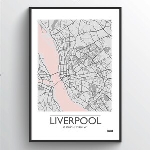 Liverpool Print Wirral City Map Wall Art Travel Art Poster Print Map of ...