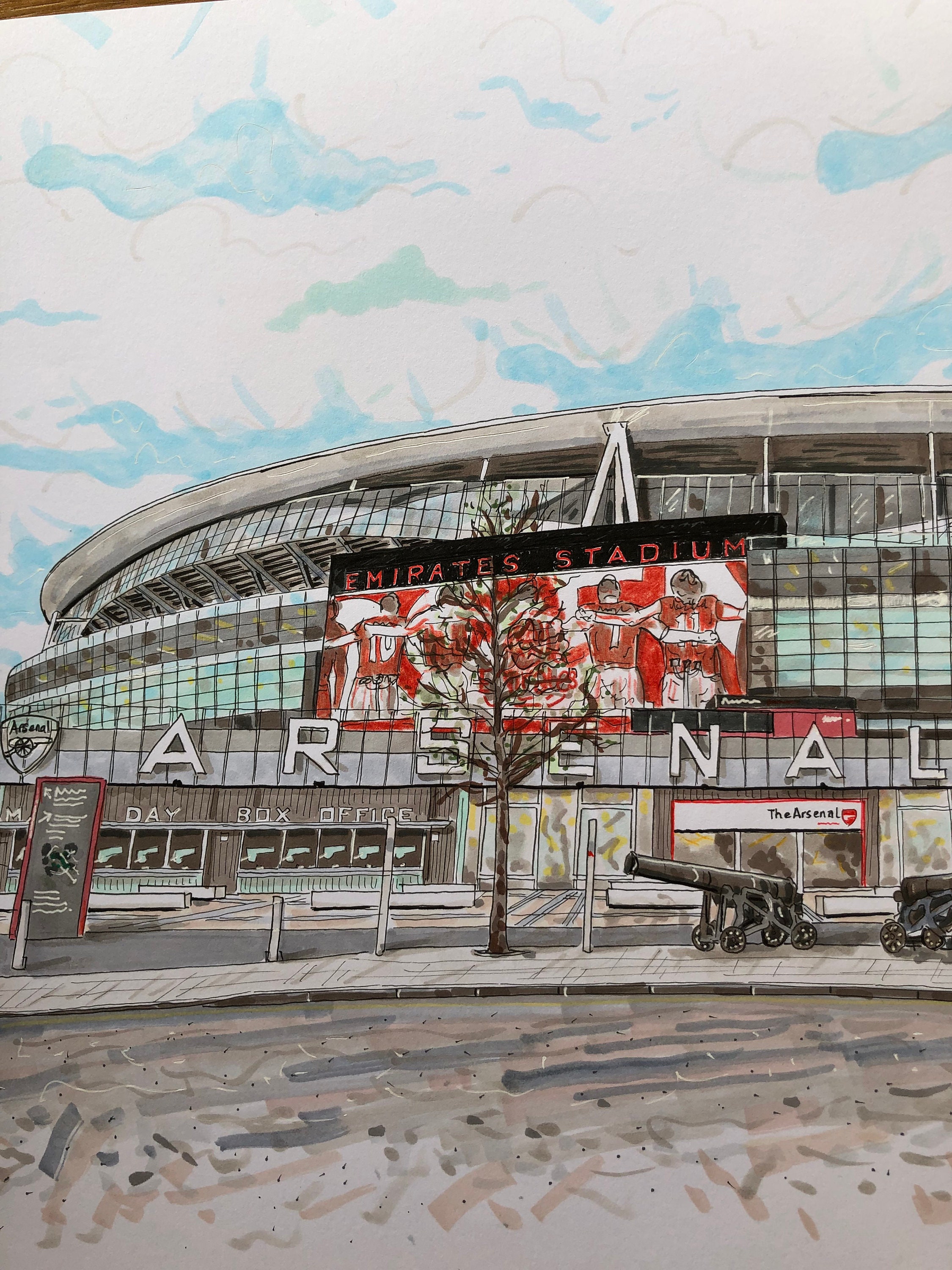 Emirates Stadium Art Print: Arsenal F.C. Hand-drawn Poster - Etsy UK