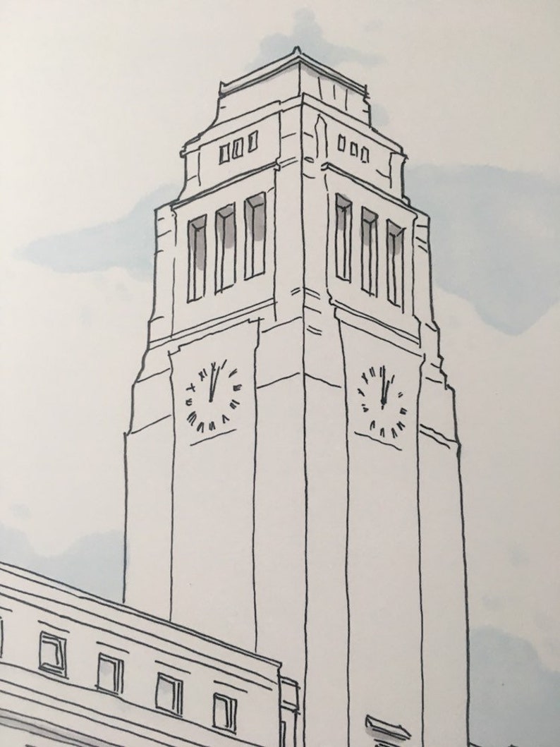 Parkinson Building, University of Leeds, Pen Illustration Art Print ...