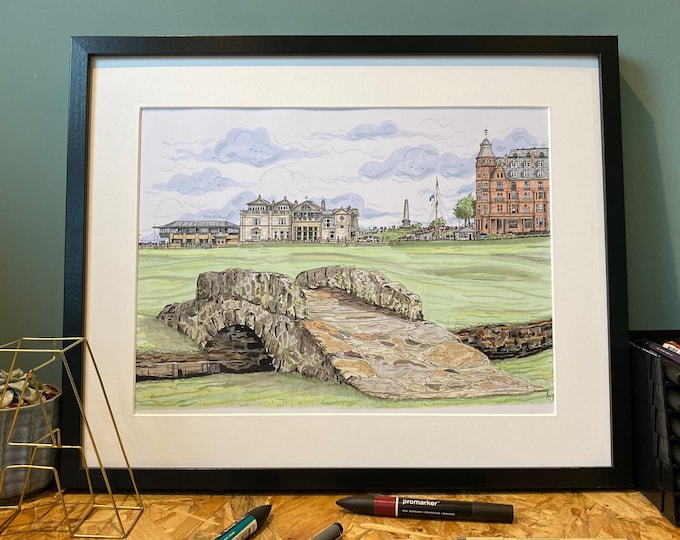 St. Andrews Golf Club Wall Art Soft Pencil Sketch Effect Print 2 ...