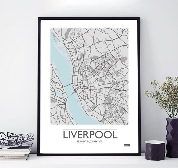 Liverpool Print Wirral City Map Wall Art Travel Art - Etsy UK