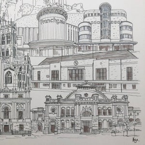 Doncaster, South Yorkshire, Donny, Local Landmarks, Skyline, Art Print ...