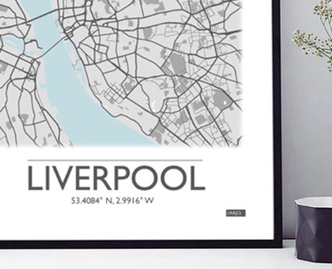 Liverpool Print Wirral City Map Wall Art Travel Art - Etsy UK