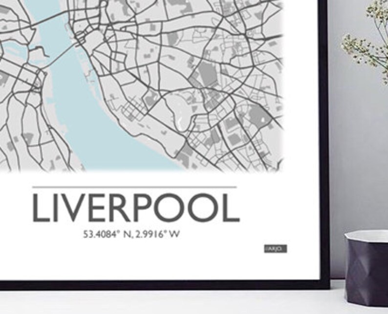 Liverpool Print Wirral City Map Wall Art Travel Art - Etsy UK