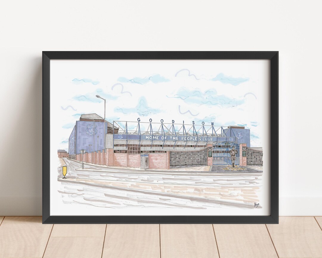 Goodison Park Art Print: Everton FC Stadium, Liverpool - Hand-drawn ...