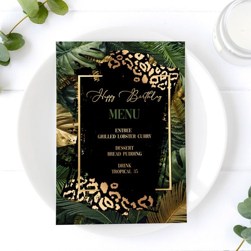 SAFARI MENU CARDS Jungle Safari Menu Table Card Jungle - Etsy