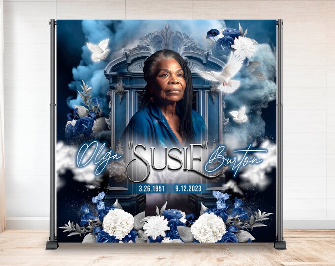 Floral Funeral Memorial Banner, Custom Personalized Photo Banner Sign ...