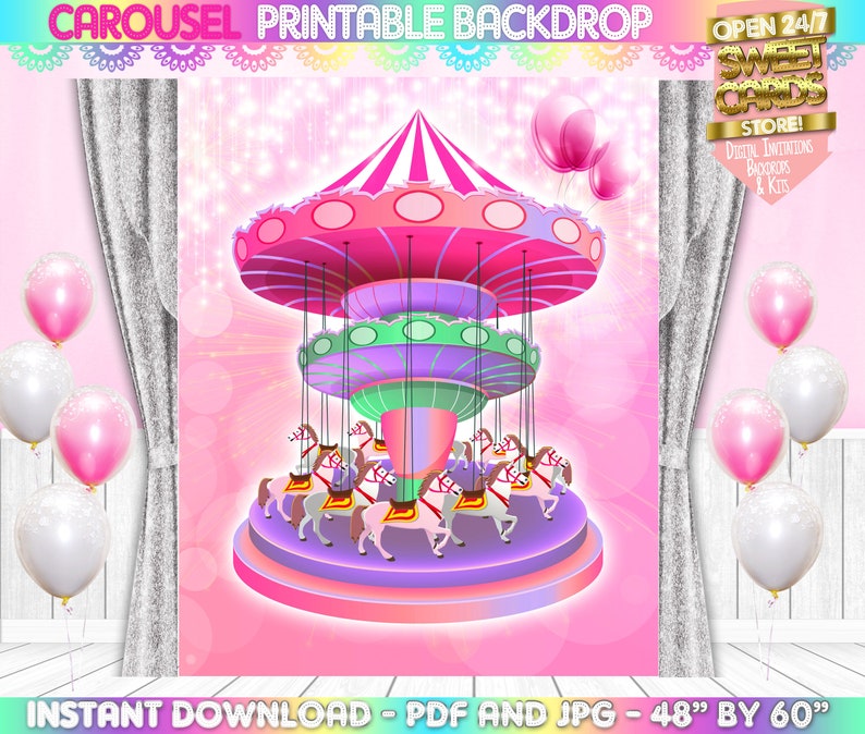 Carousel Carnival Circus Printable Backdrop Carousel - Etsy