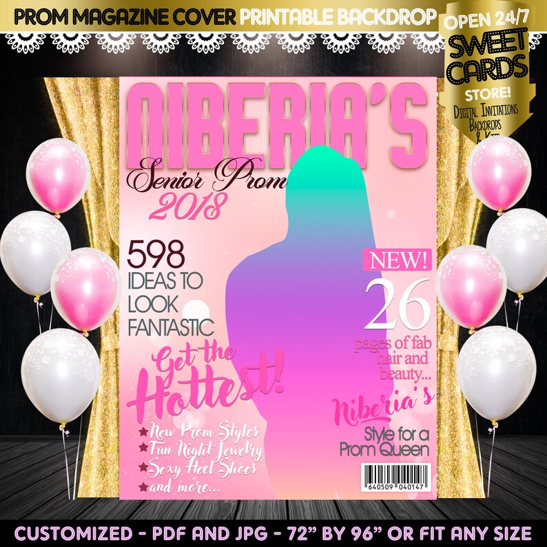 Magazine Cover Prom Printable Backdrop Prom Elegant Backdrop - Etsy