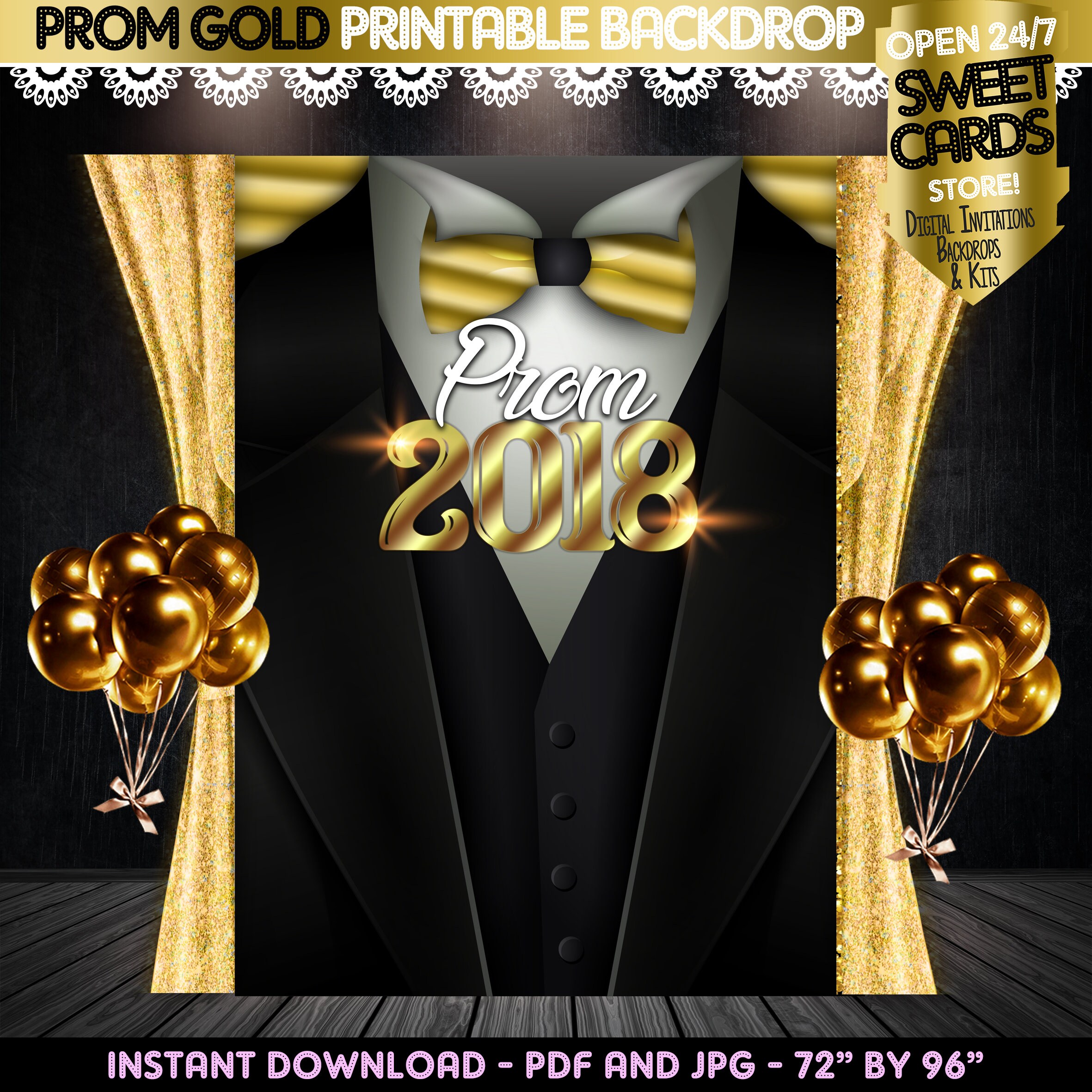 Custom Backdrop Prom Gold Tuxedo Backdrop Classic Man Backdrop Prom ...