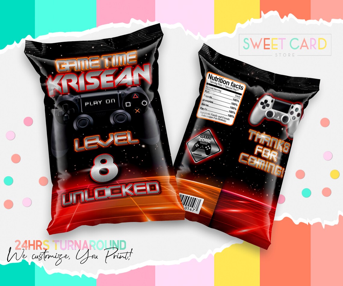 GAMER CHIP BAG Gamer Controller Birthday Printable Chip Bag | Etsy