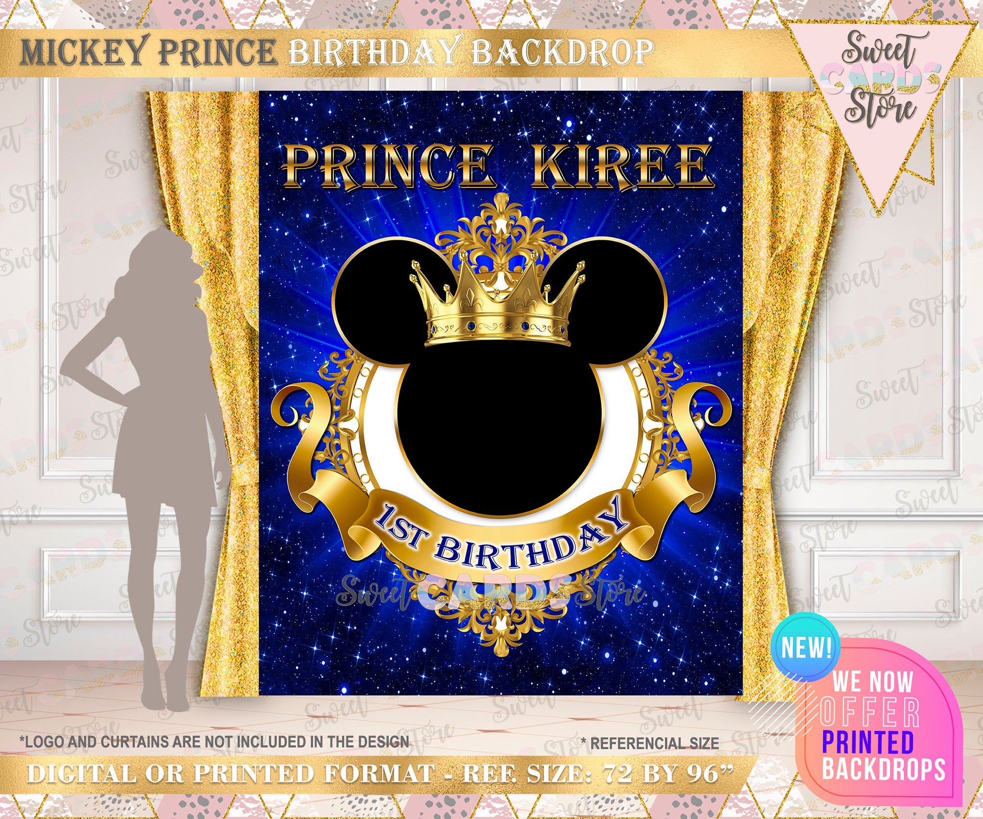 Royal Prince Mickey Mouse Party Backdrop Little Prince Mickey | Etsy