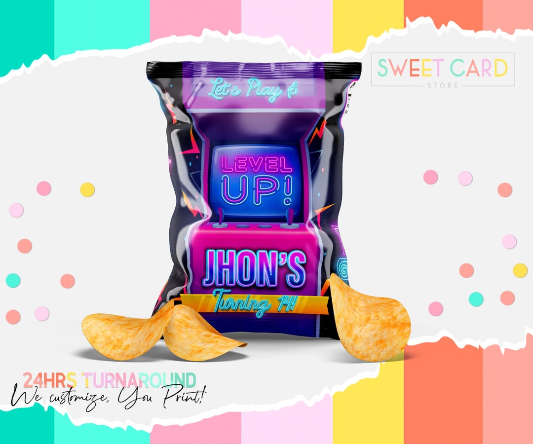 GAMER CHIP BAG Gamer Controller Birthday Printable Chip Bag - Etsy