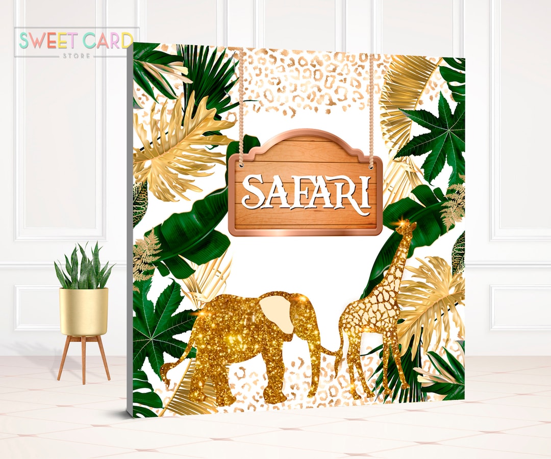 JUNGLE SAFARI BACKDROP, Jungle Animals Baby Shower, Safari Giraffe ...