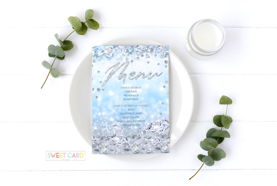 DIAMONDS MENU CARDS Elegant Glitter Birthday Charger Insert - Etsy