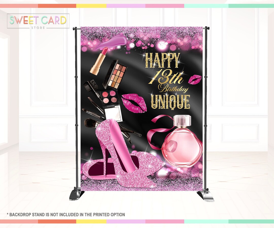 Makeup Glam Digital Printable Party Backdrop, Glam Party Backdrop ...