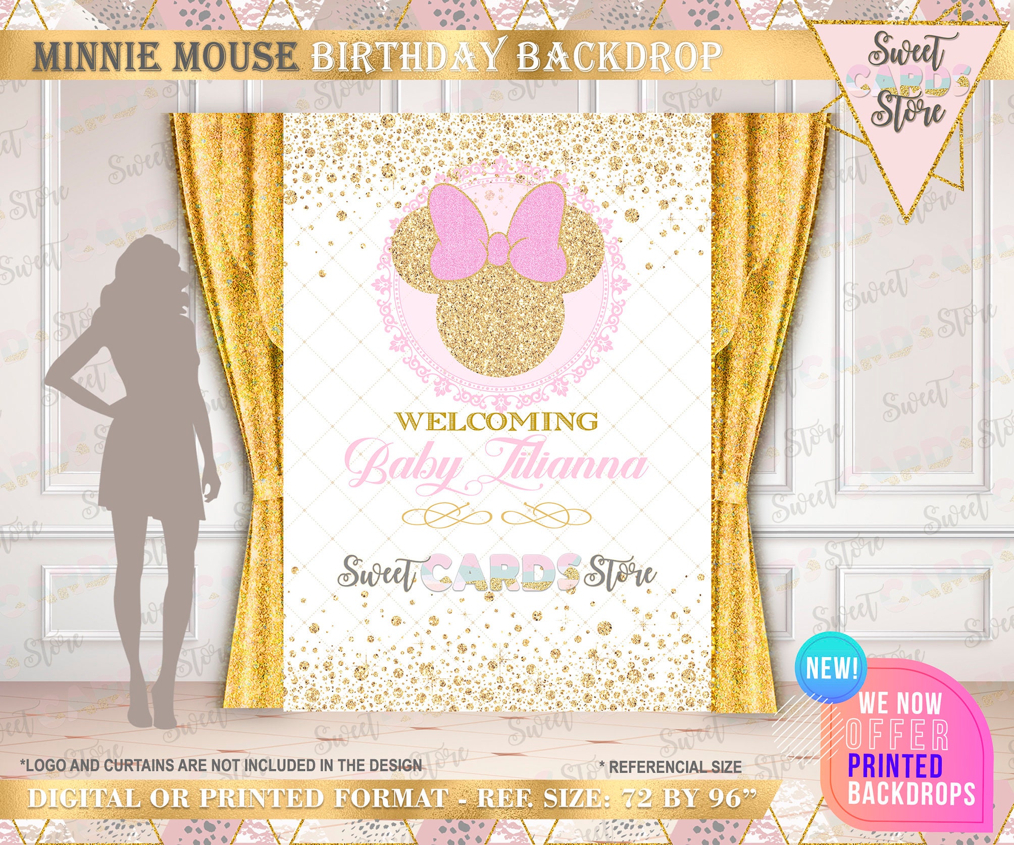 Minnie Mouse Party Backdrop Minnie Baby Shower Backdrop | Etsy