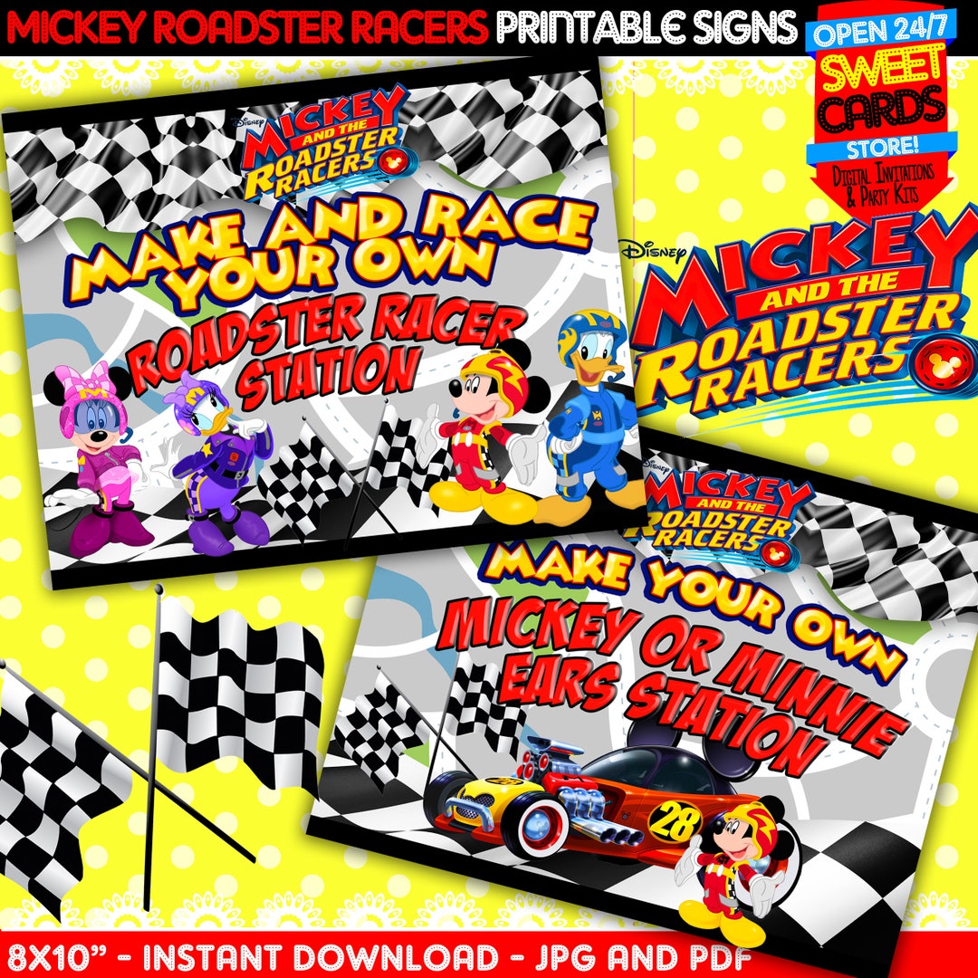 Mickey Roadster Racers Party Signs, Mickey Roadster Racers Printables ...
